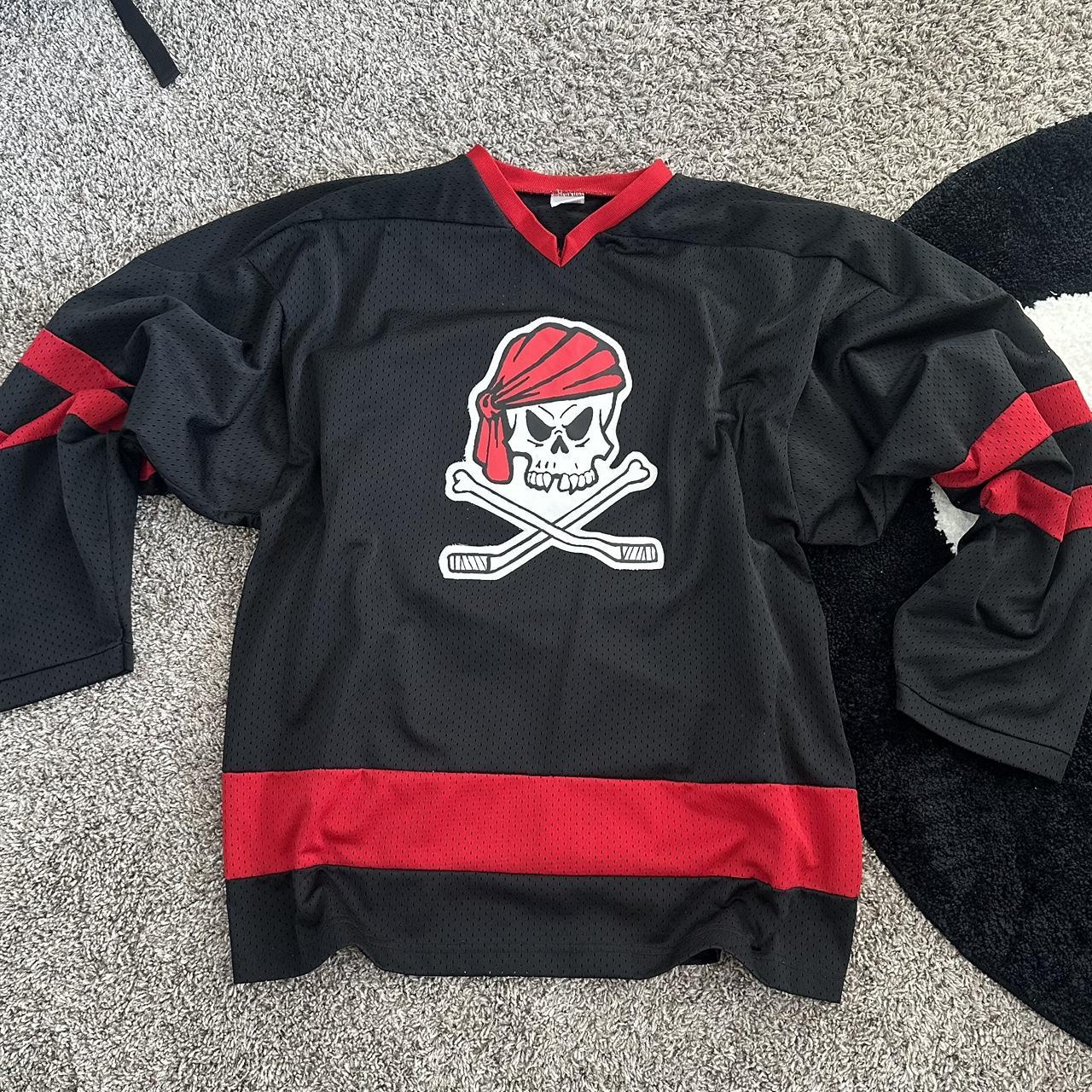 Vintage Jonco Hockey Jersey Skull Logo Used Light... - Depop