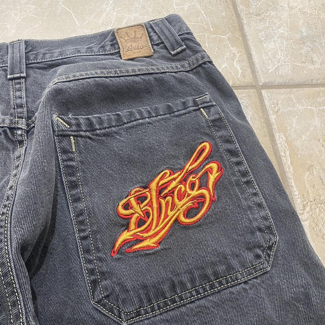 Black Jnco Jorts fire embroidery -size 34 -tuff... - Depop