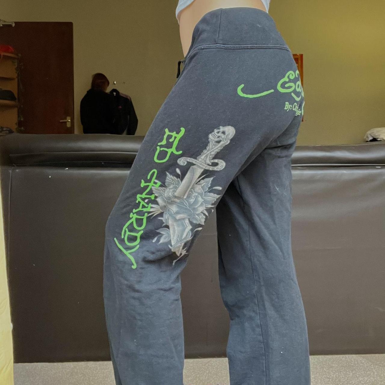 Gorgeous Ed Hardy trackies with green lettering,... - Depop