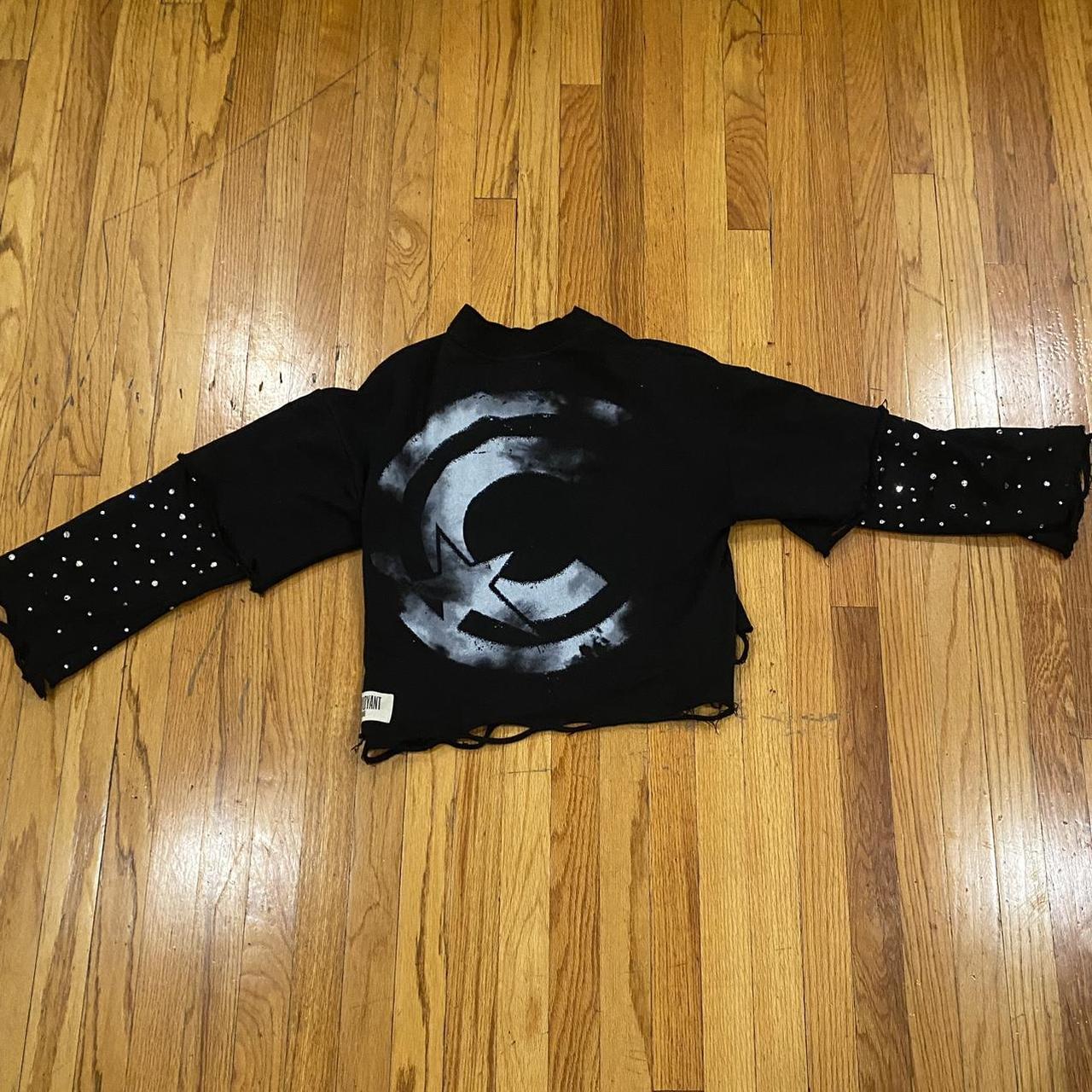 Black Clairvoyant / CLRVNT rhinestone longsleeve... - Depop