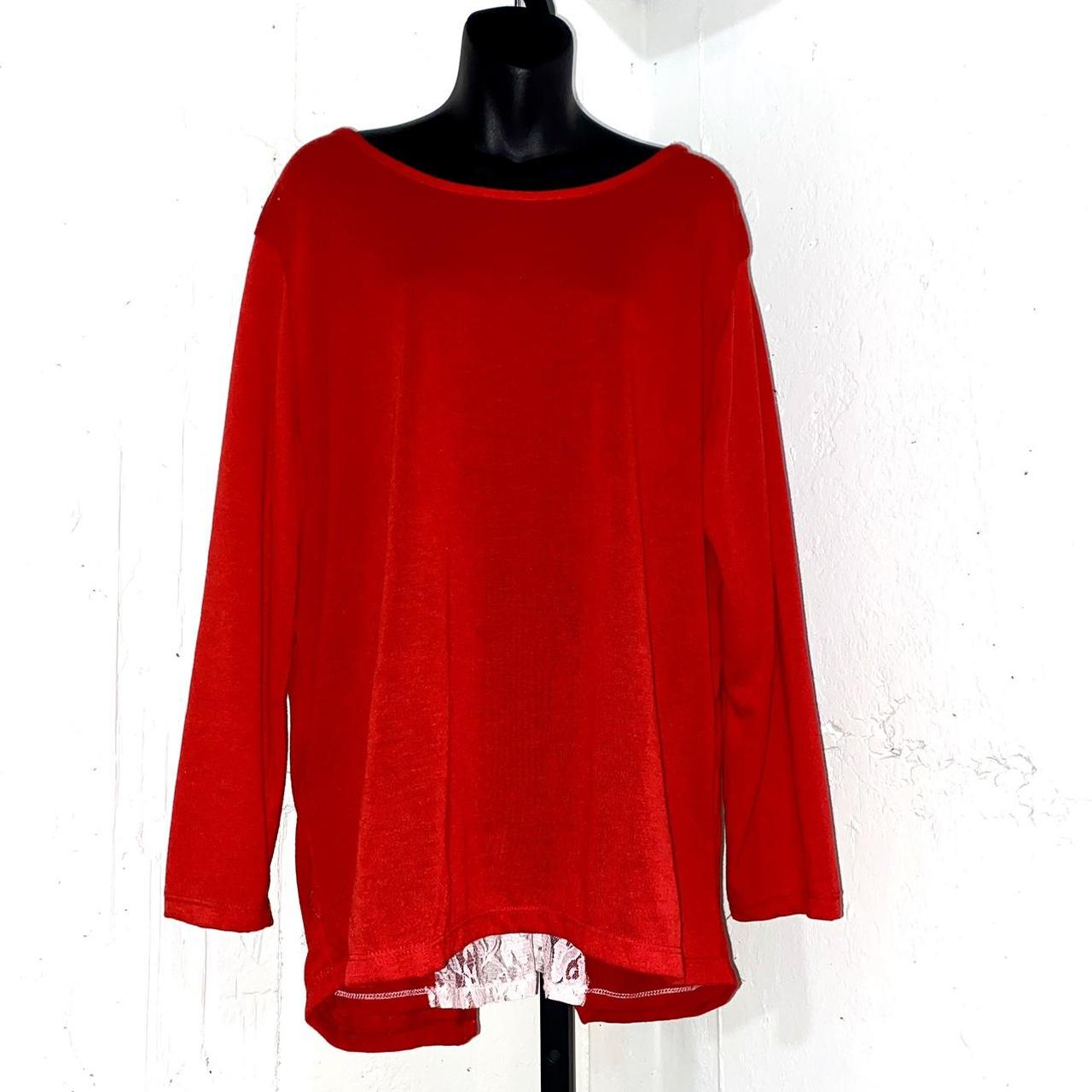 Rouge Collection 4X Red Blouse with Peak-a-boo White... - Depop