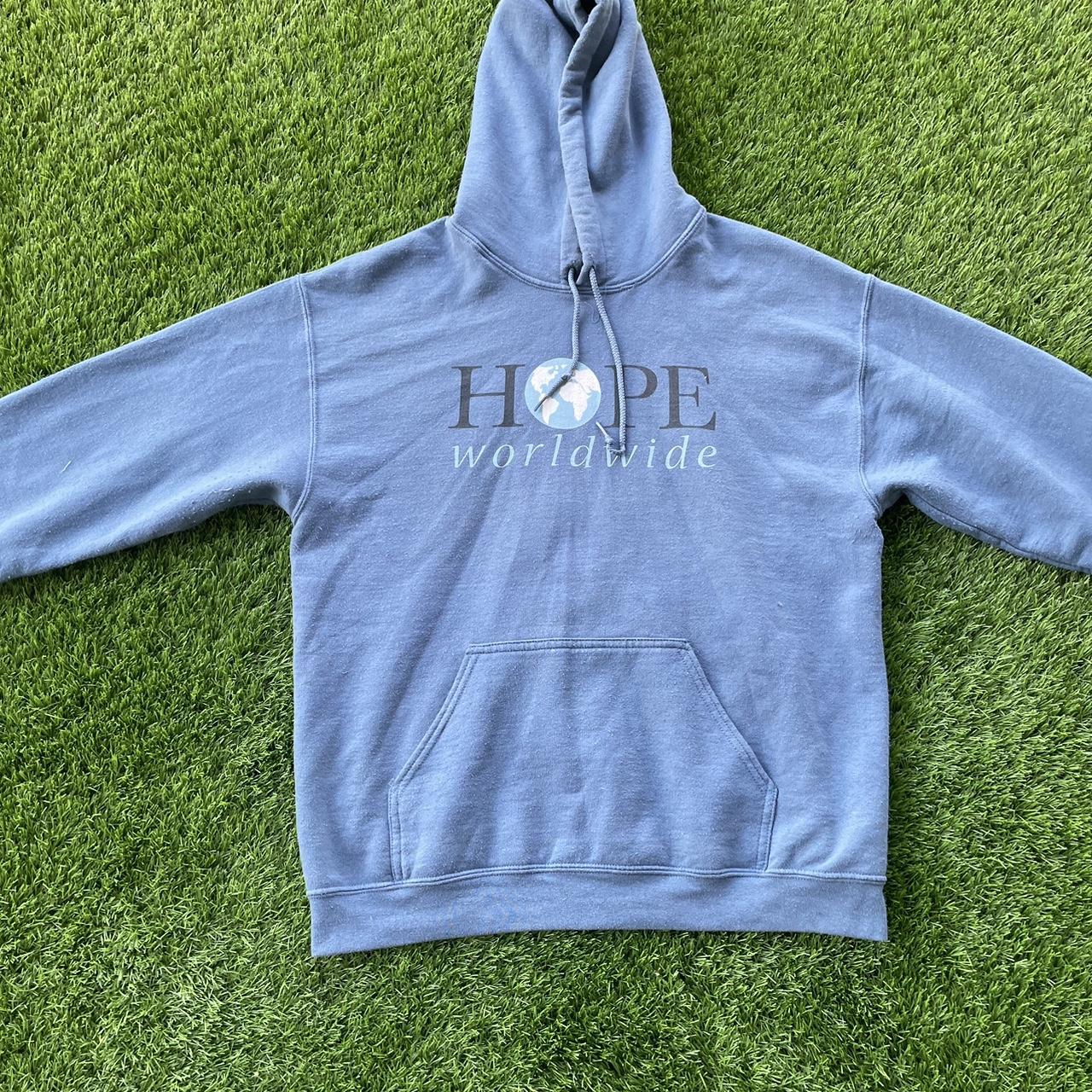 Blue "Hope Worldwide" hoodie #HopeWorldwide - Depop