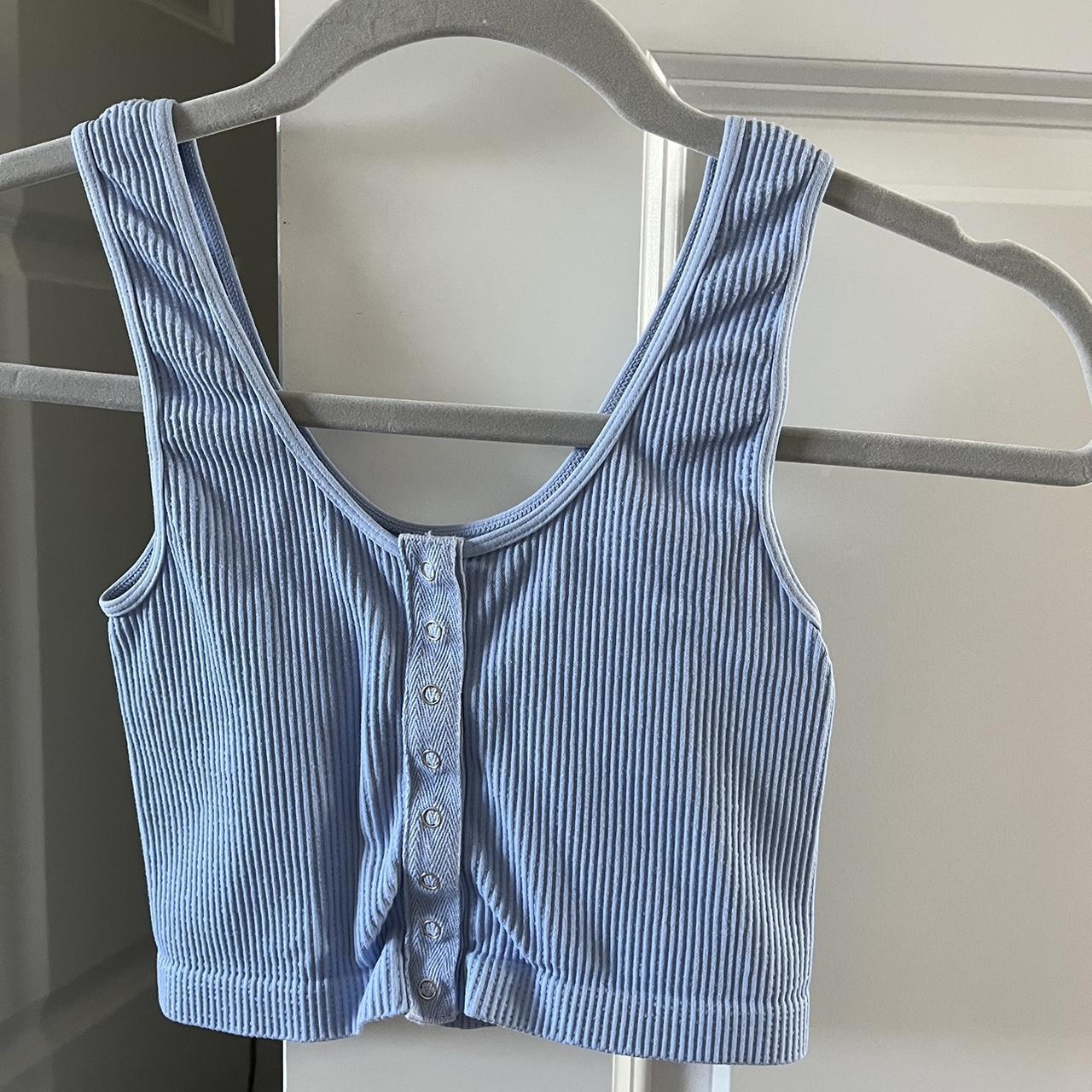 small light blue button up tank - Depop
