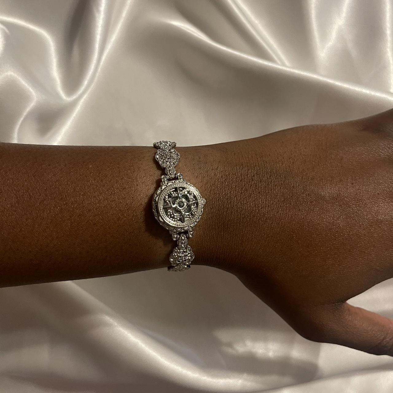 Gorgeous silver watch with a really pretty intricate... - Depop