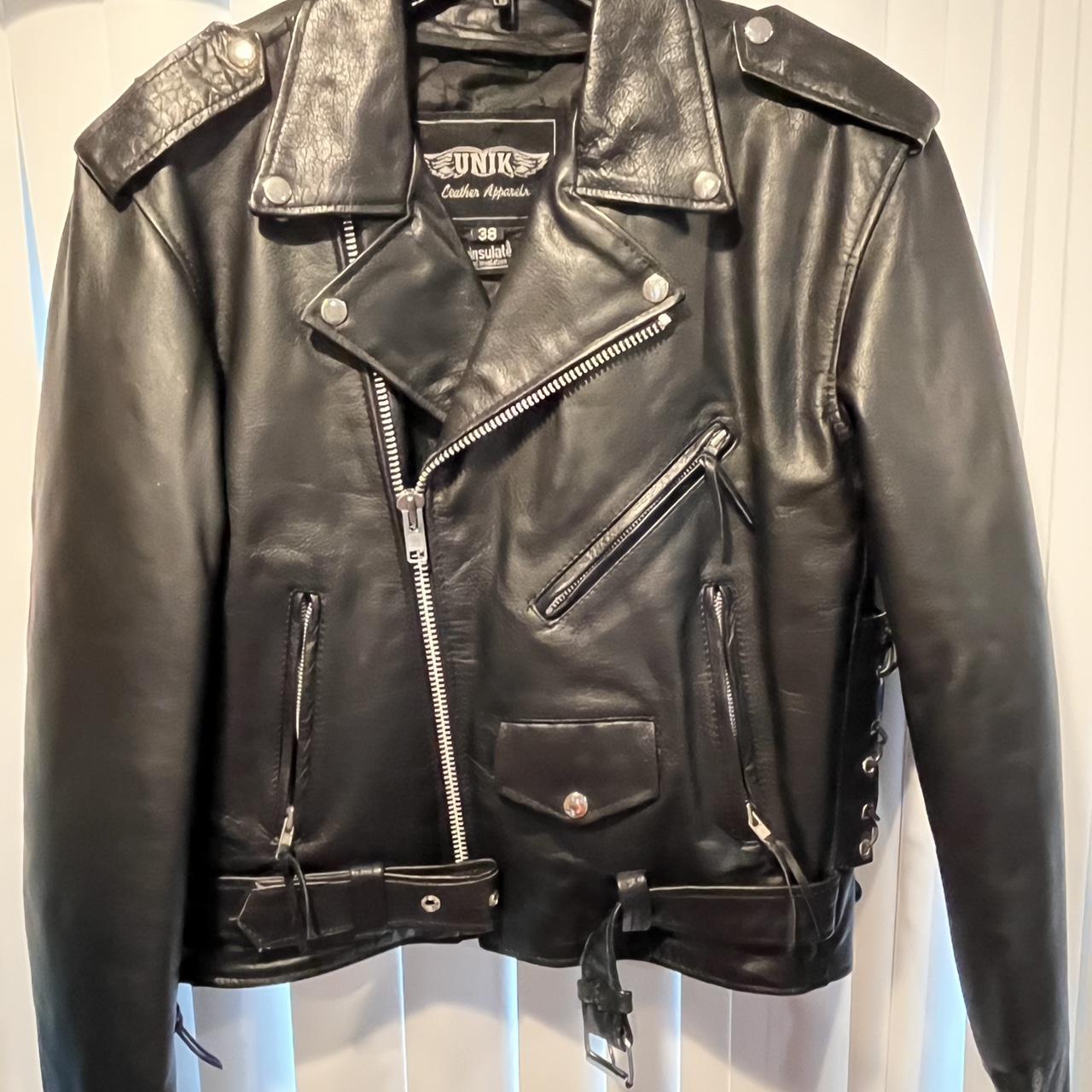 Vintage UNIK Leather Apparel Mens Heavy Leather... - Depop