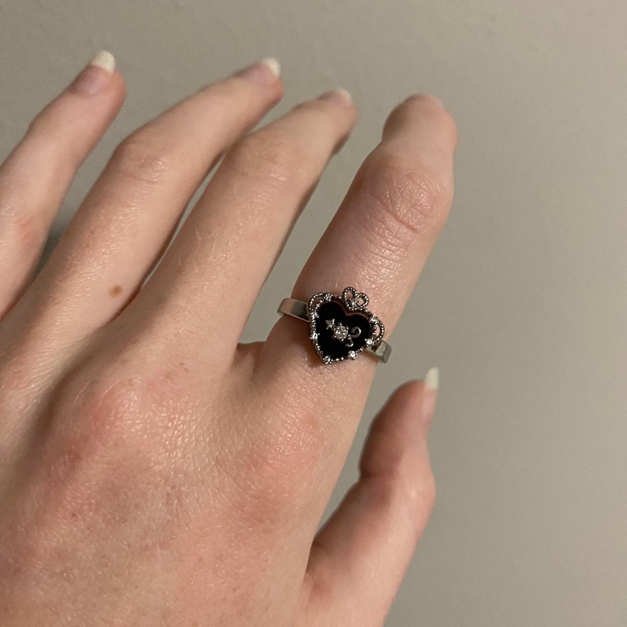 black heart ring from En Route Jewelry. silver ring.... - Depop