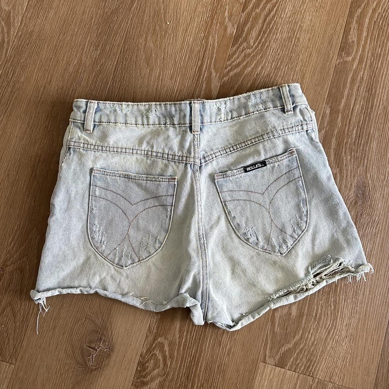 Rollas light wash jean shorts Size 27 - Depop