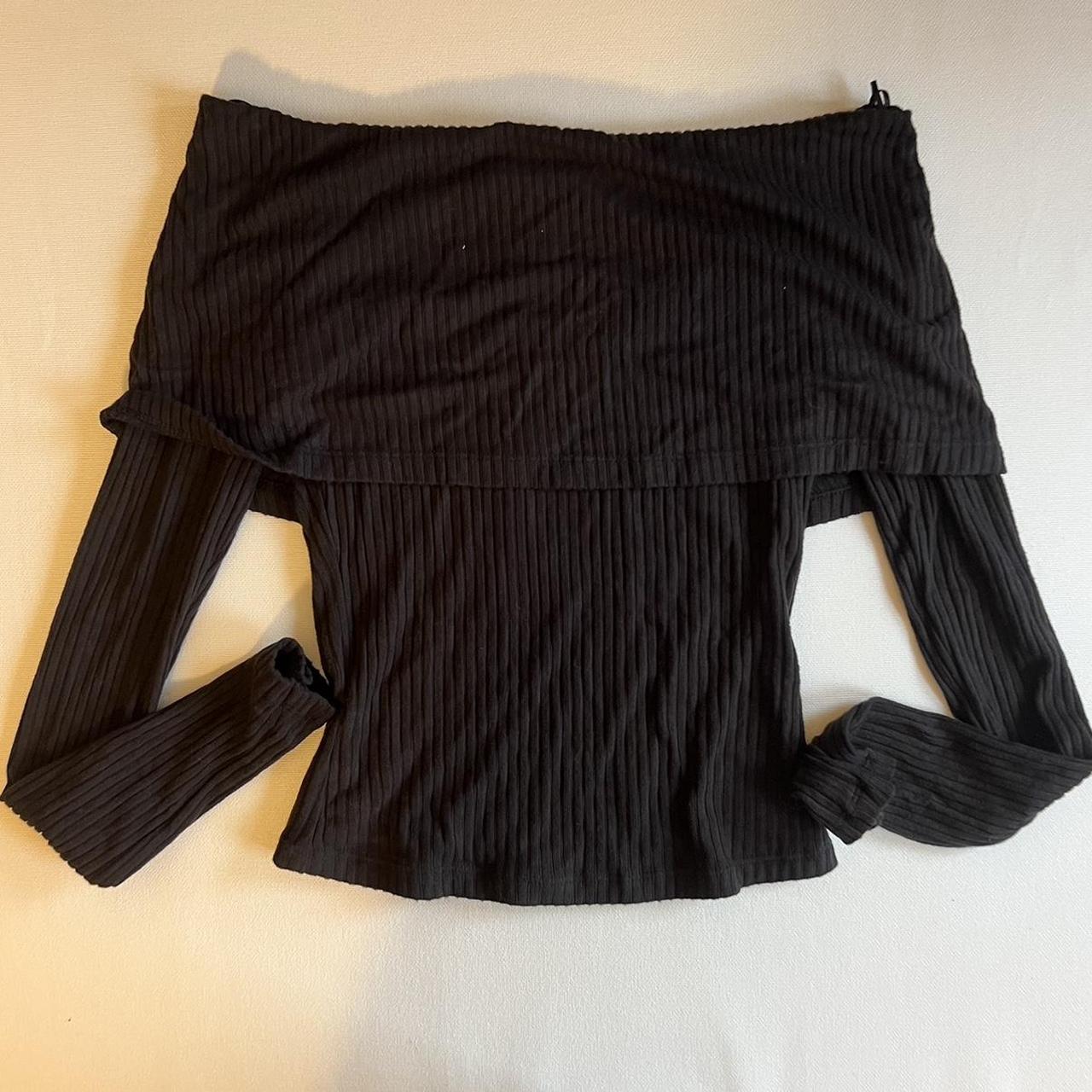 Black urban off the shoulder ribbed top Never worn... - Depop