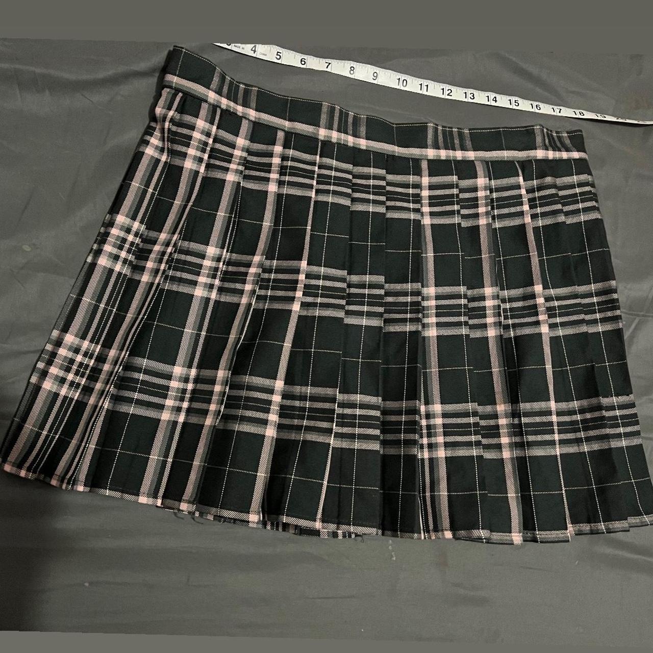 Cute Pleated Girl Skirt Pink And Gray Plaid Like Depop