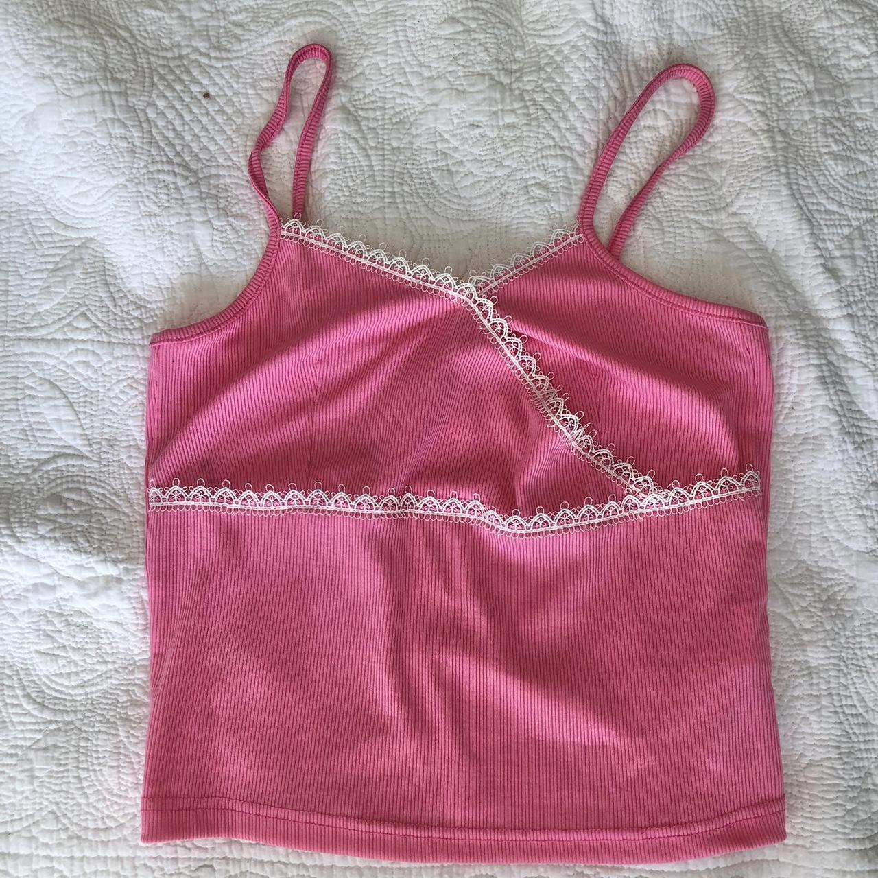 Pink vintage lace tank 💌 - Depop