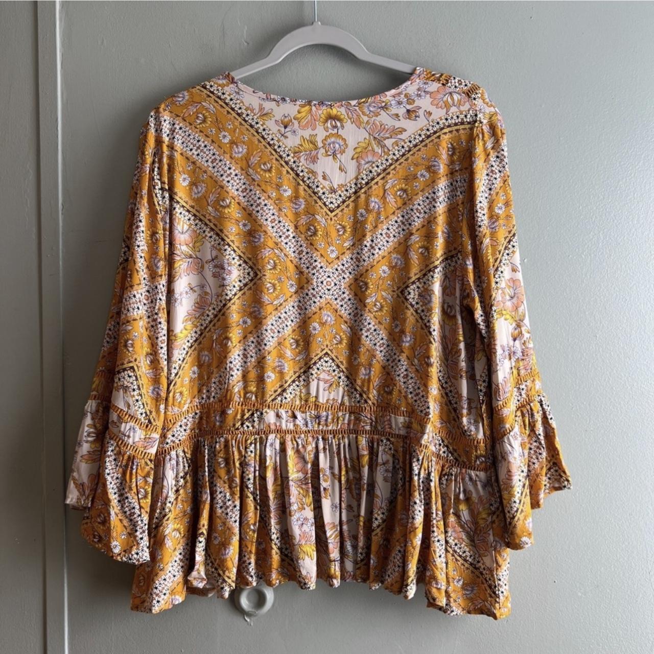 JAASE Anthro Yellow Boho Blouse - Size Large JAASE... - Depop