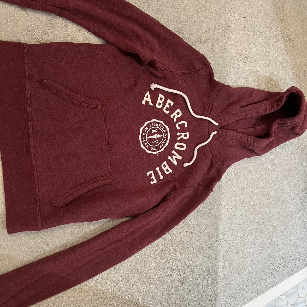 Abercrombie & Fitch burgundy hoodie women’s xs - Depop