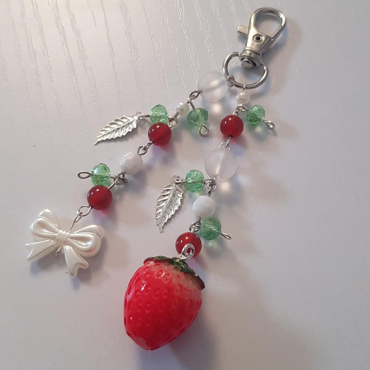 Strawberry keyring 🍓 Adorable red and white Keyring... - Depop