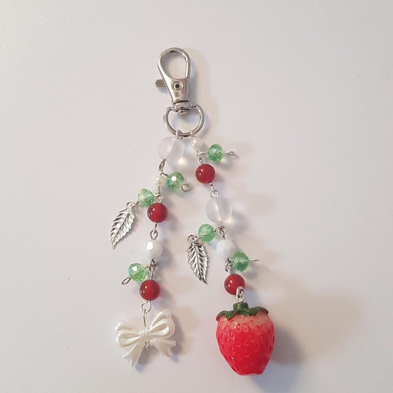 Strawberry keyring 🍓 Adorable red and white Keyring... - Depop