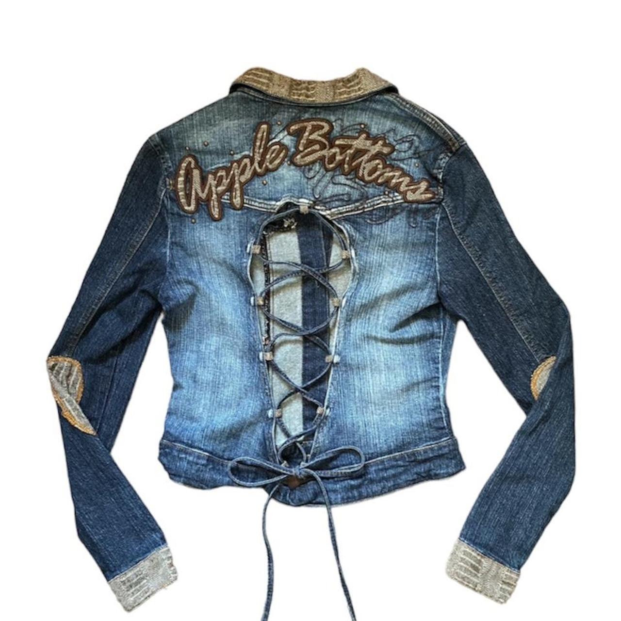 Apple Bottoms Women's Blue and Tan Jacket | Depop