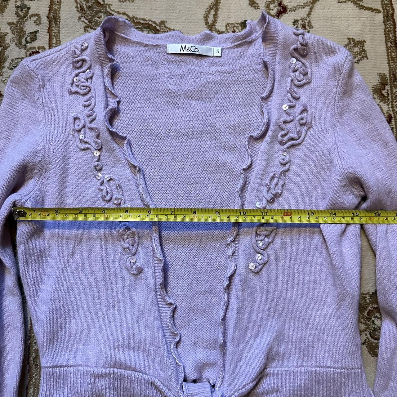 2000s lilac sequin embellished frilly tie bolero... - Depop