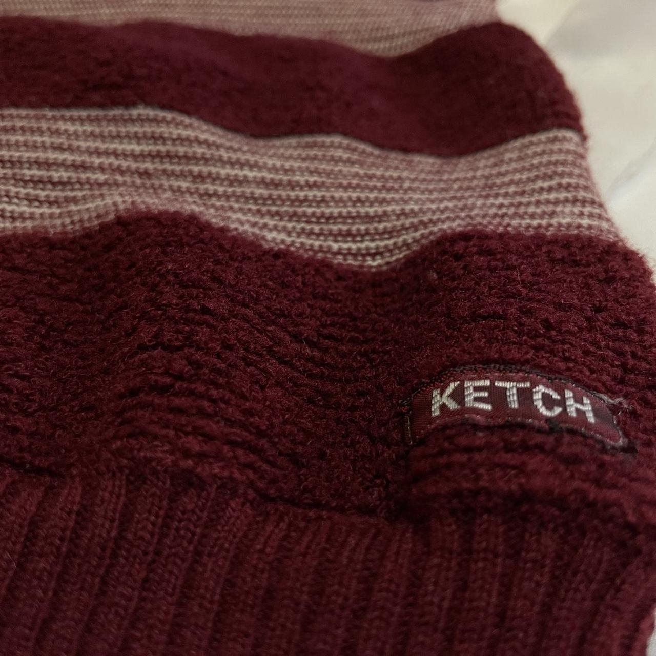 KETCH vintage burgundy and white striped polo... | Depop