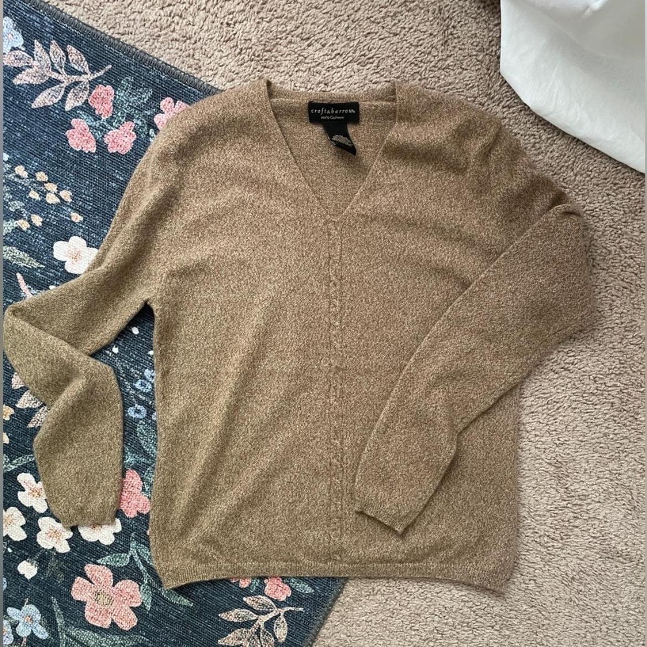 VTG Croft and Barrow 100% cashmere knit vneck... - Depop