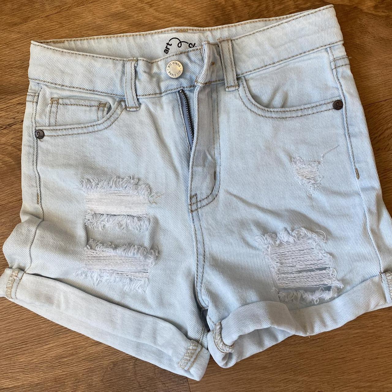 Girls Art Class distressed jean short - Depop