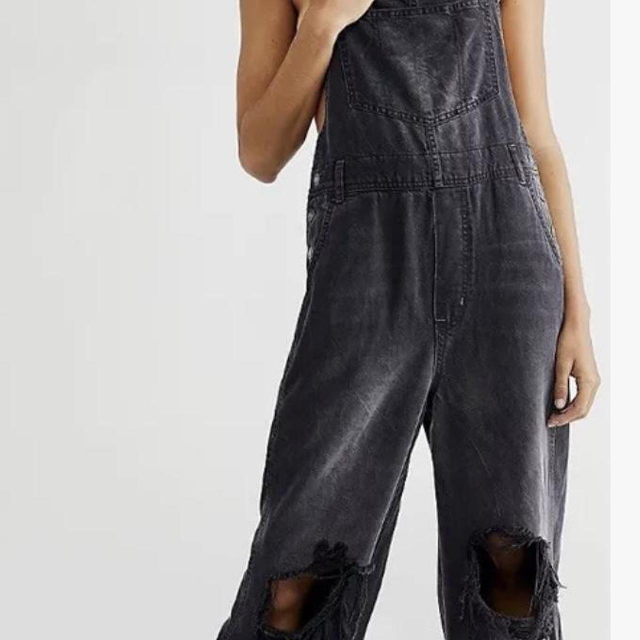 Free People SUPER SLOUCHY OVERALLS DENIM Size M... - Depop