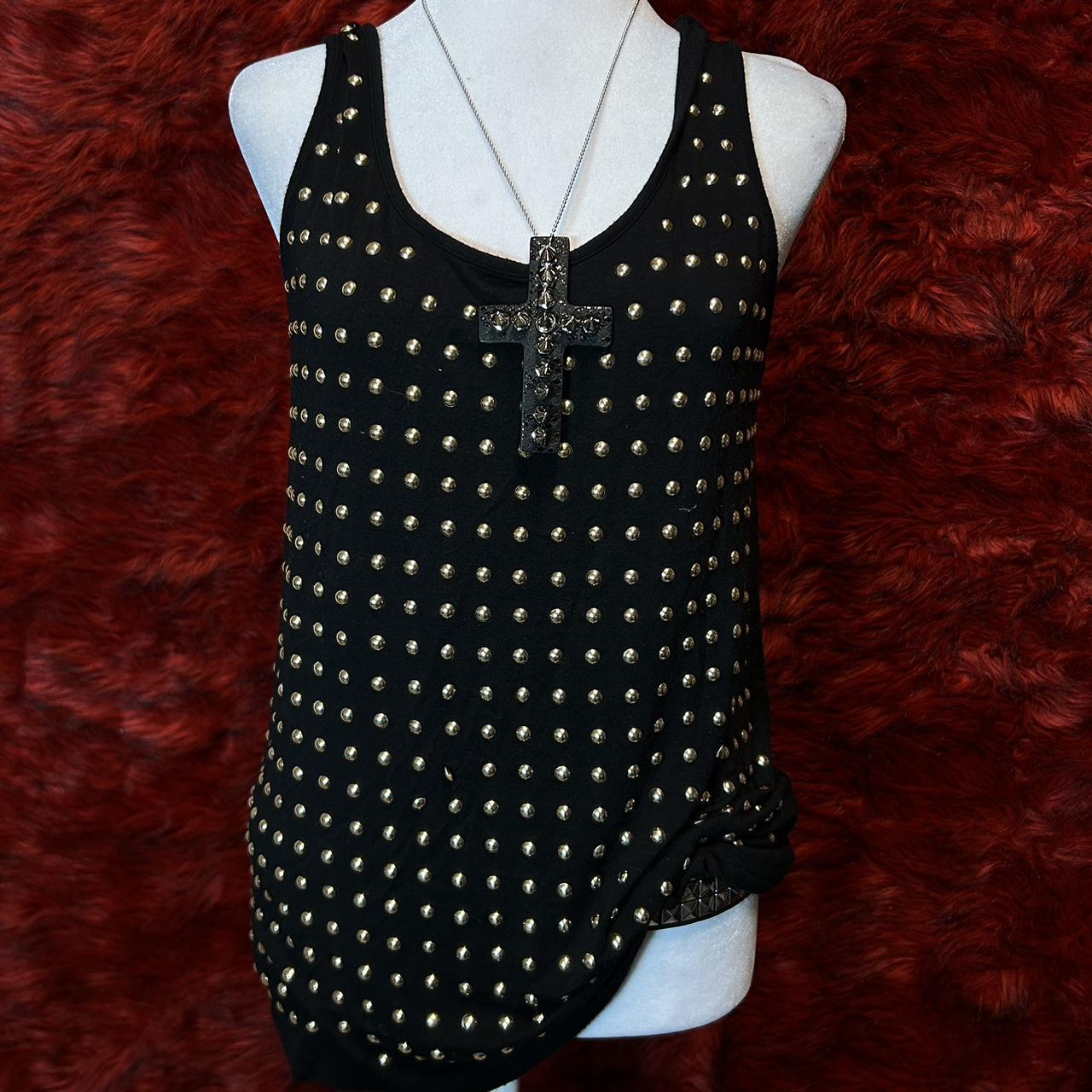Black and gold stud tank top! Size M! Very boho... | Depop