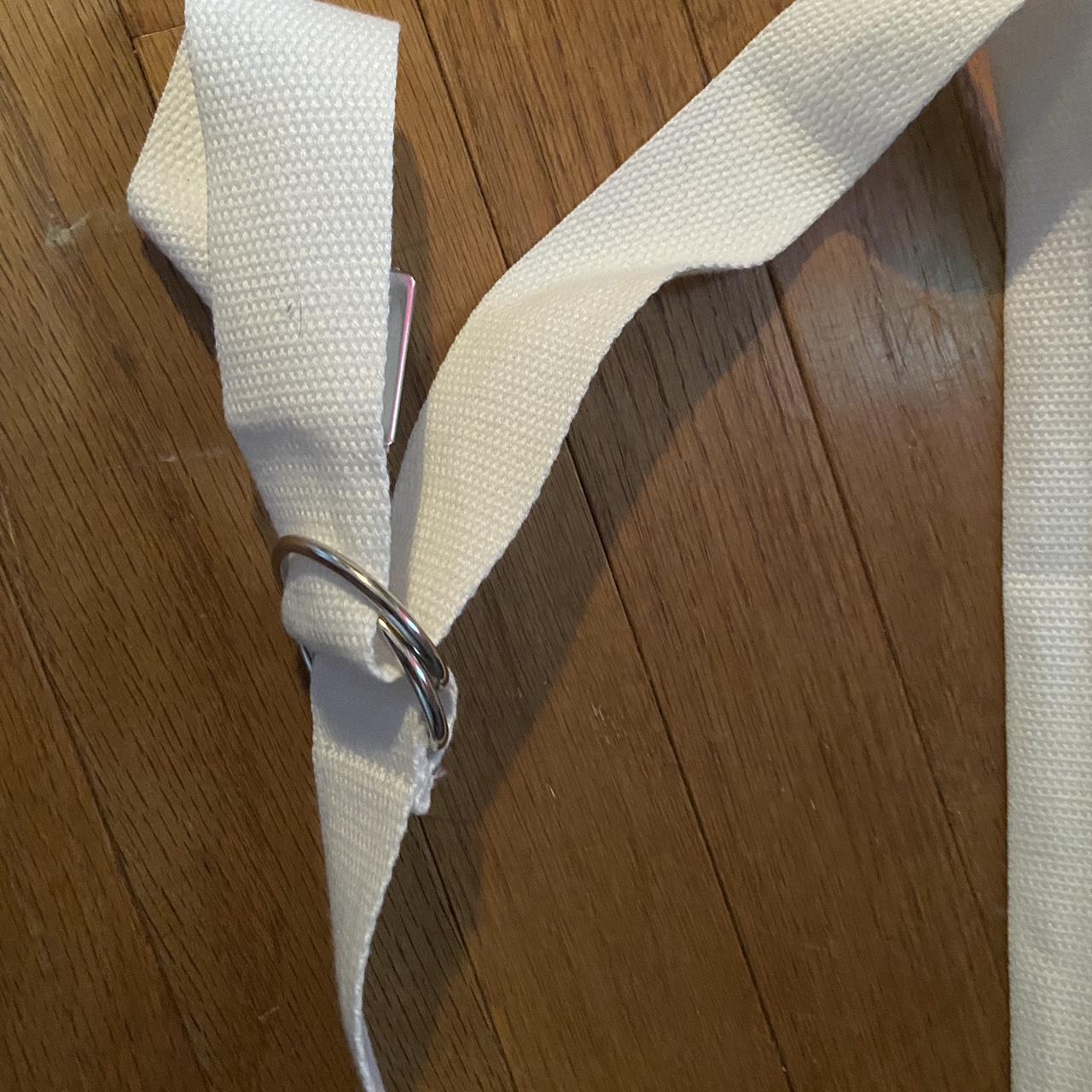 White belt, Double D-Ring Canvas Belt, never... - Depop