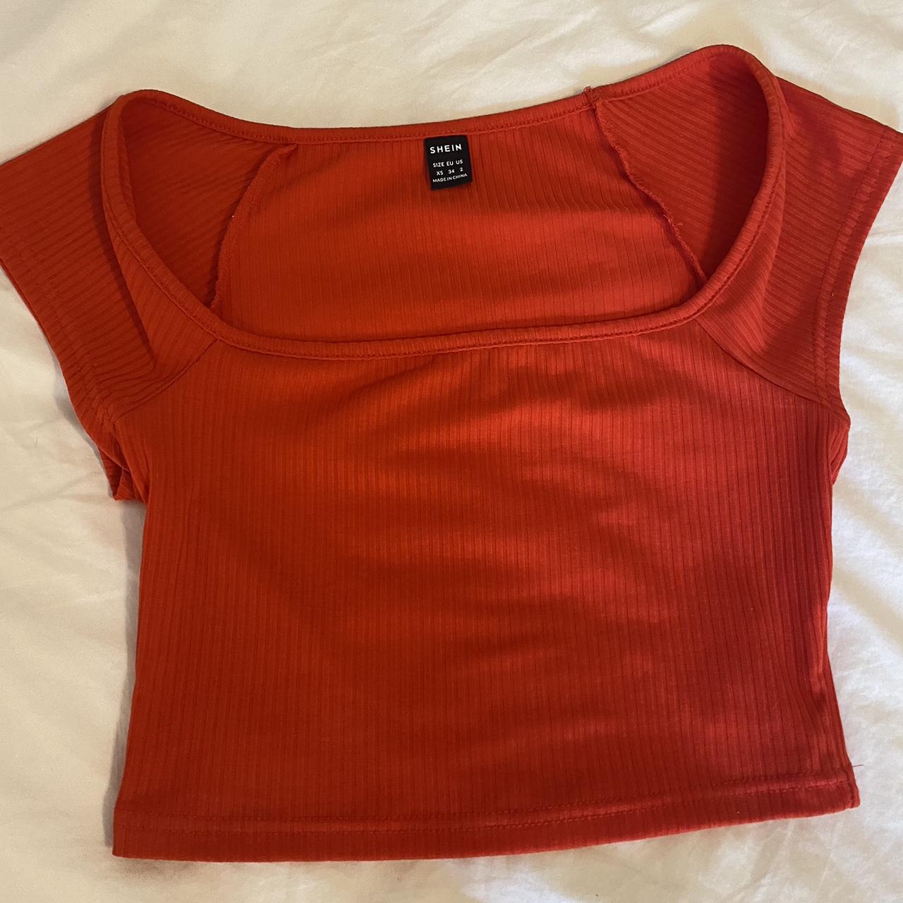 shein red crop top size xs never worn #shein... - Depop