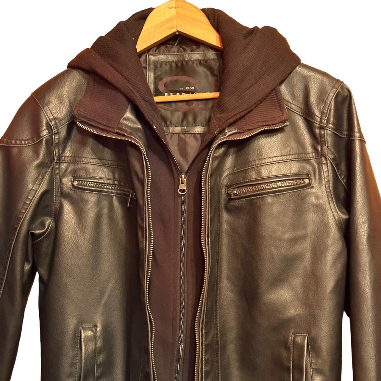 Sean John Men’s VEGAN Leather Hooded Bomber Jacket... - Depop