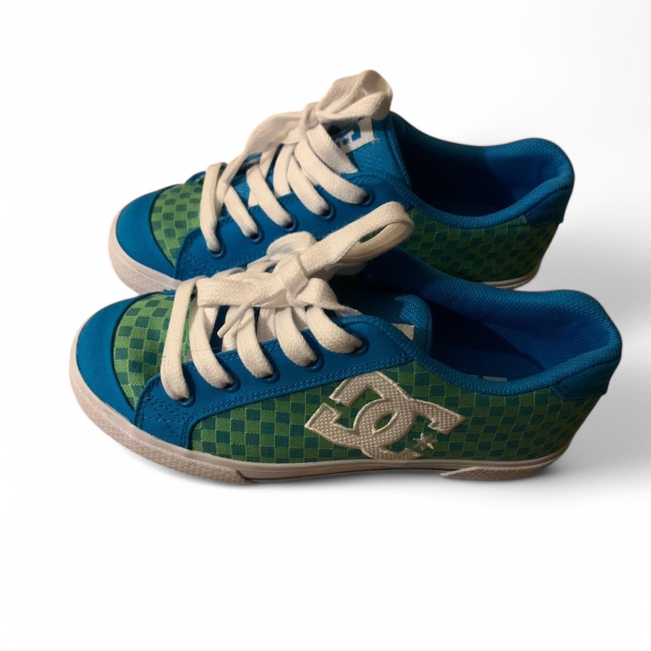 DC Shoes blue and green skateboarding trainers,... | Depop