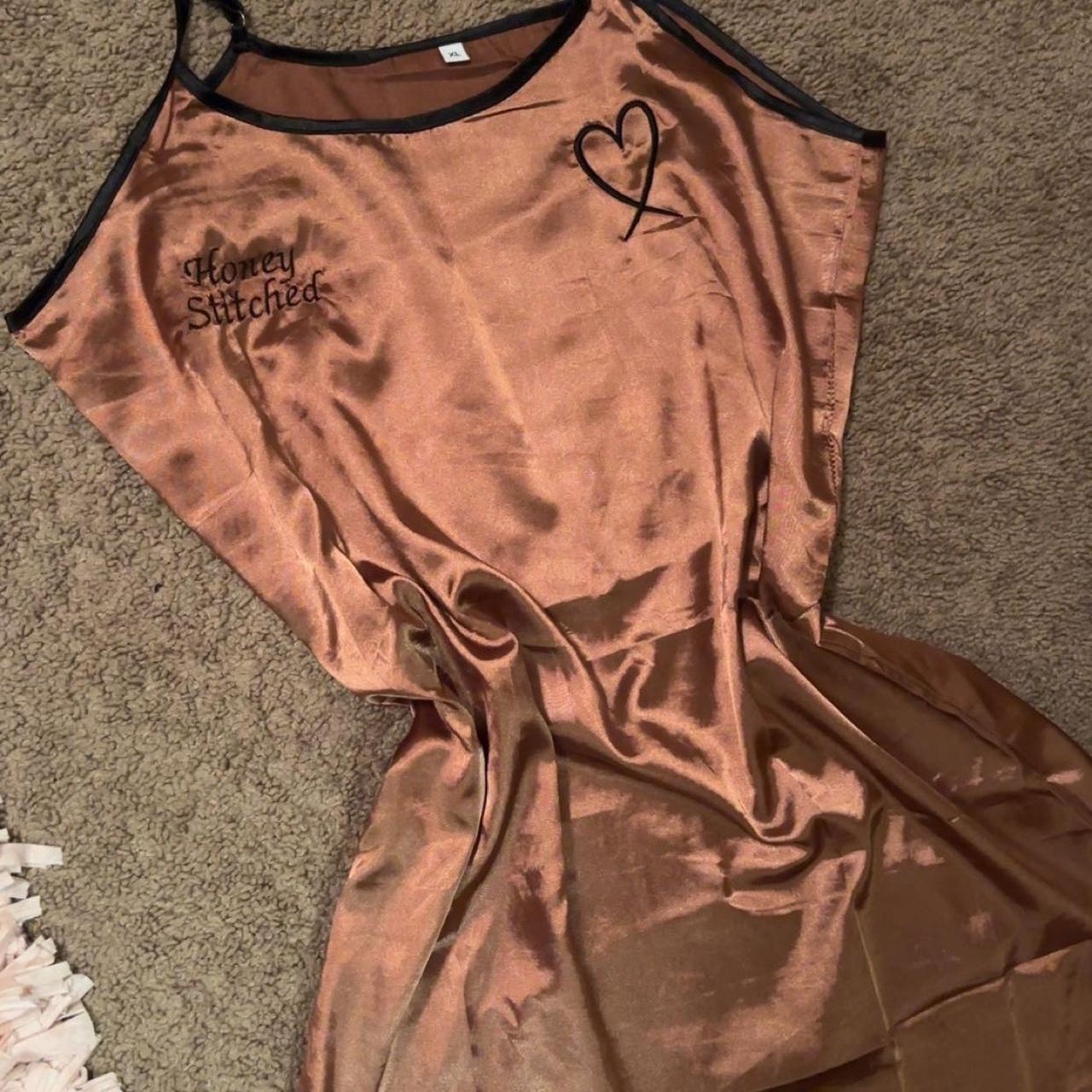 Satin night gown Comfy sexy & one of a kind. Honey... - Depop