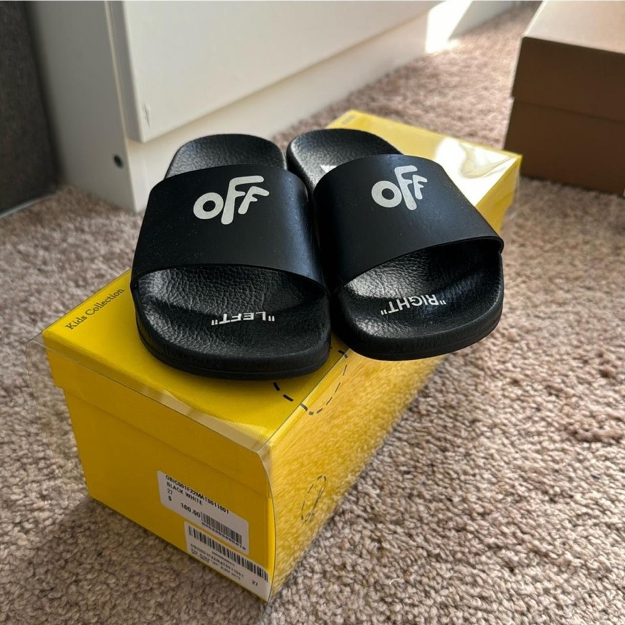 AUTHENTIC TODDLER OFF-WHITE SLIDES - Depop
