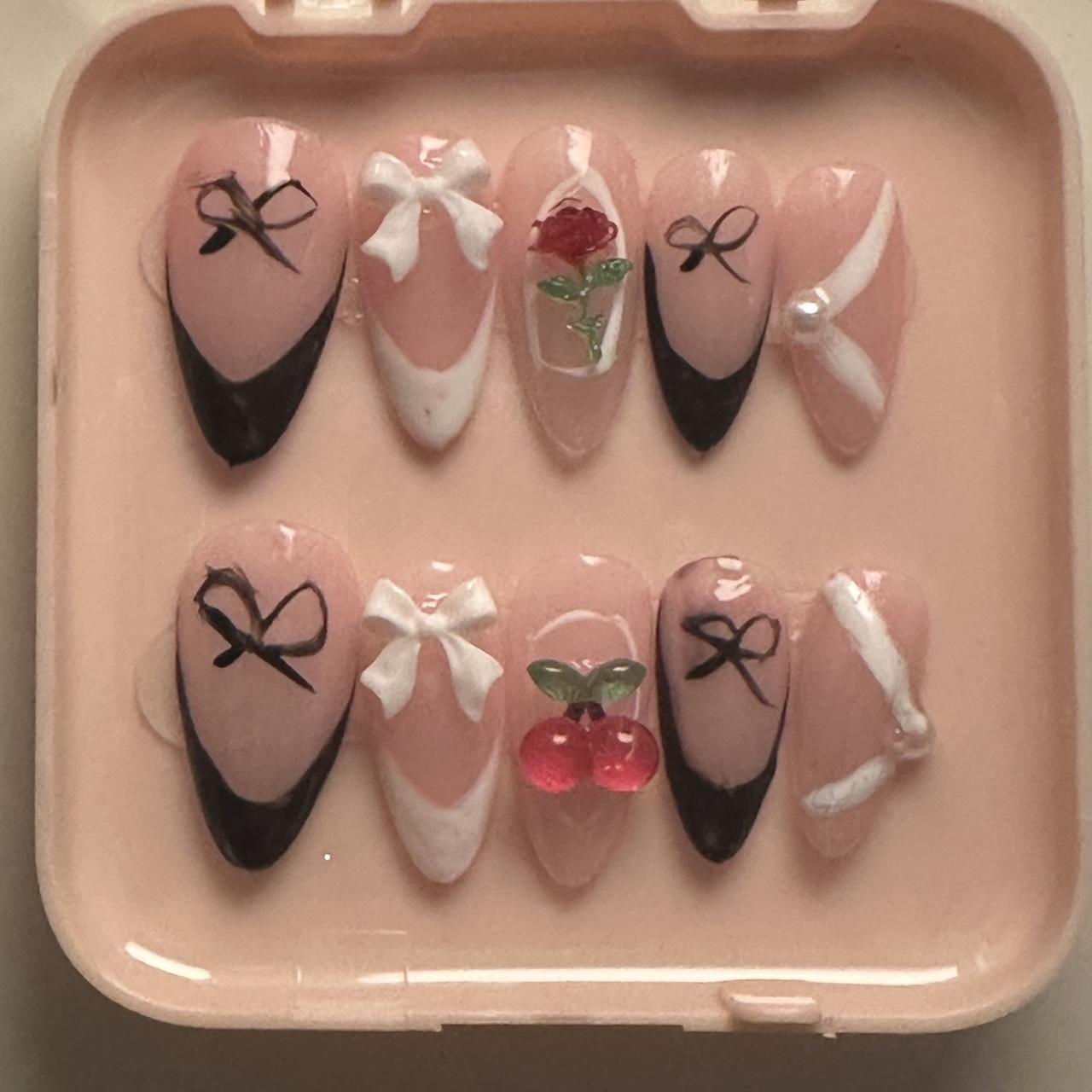 Handmade black and white ballet core nails! Comes... - Depop
