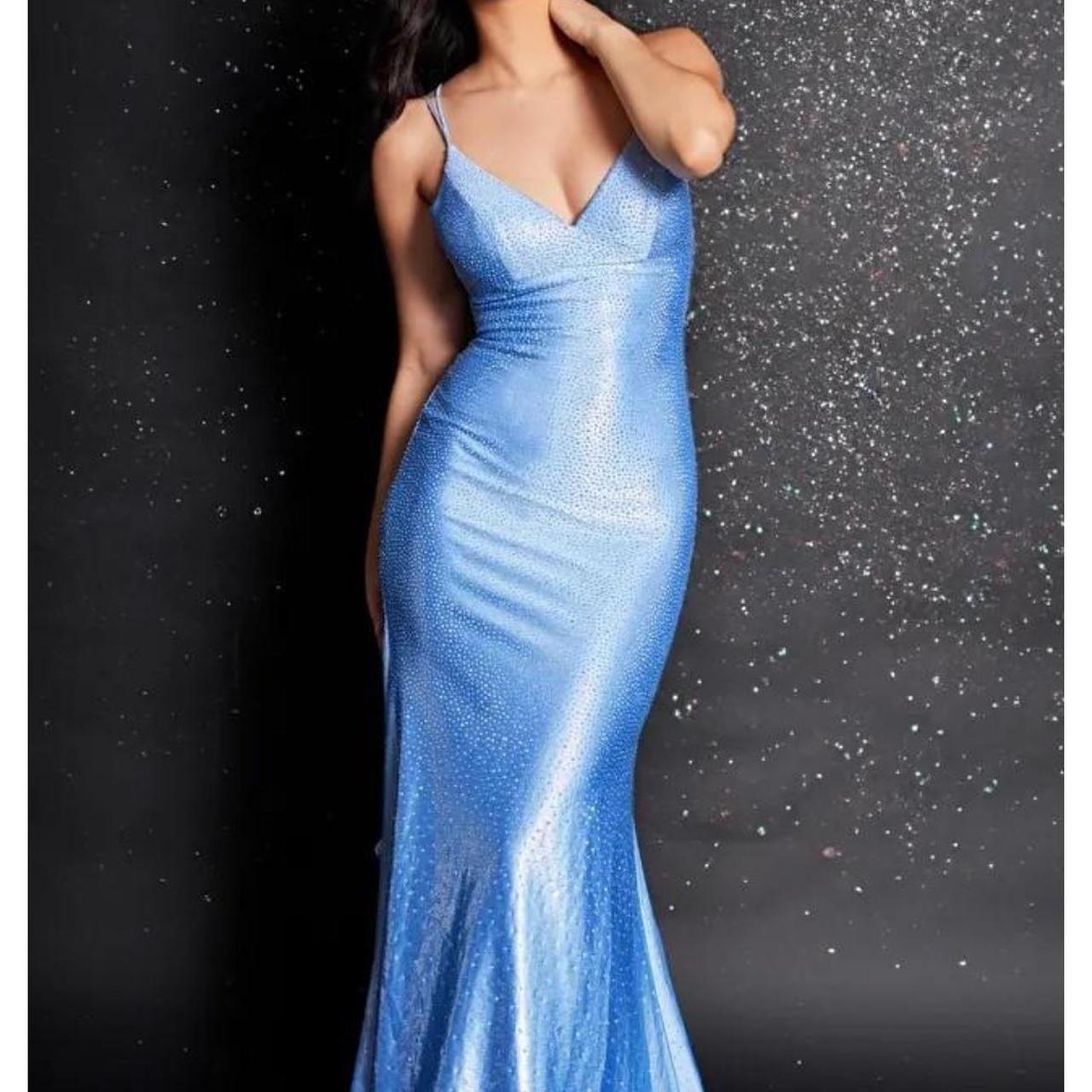 Light blue Slit legged form fitting prom dress | Depop