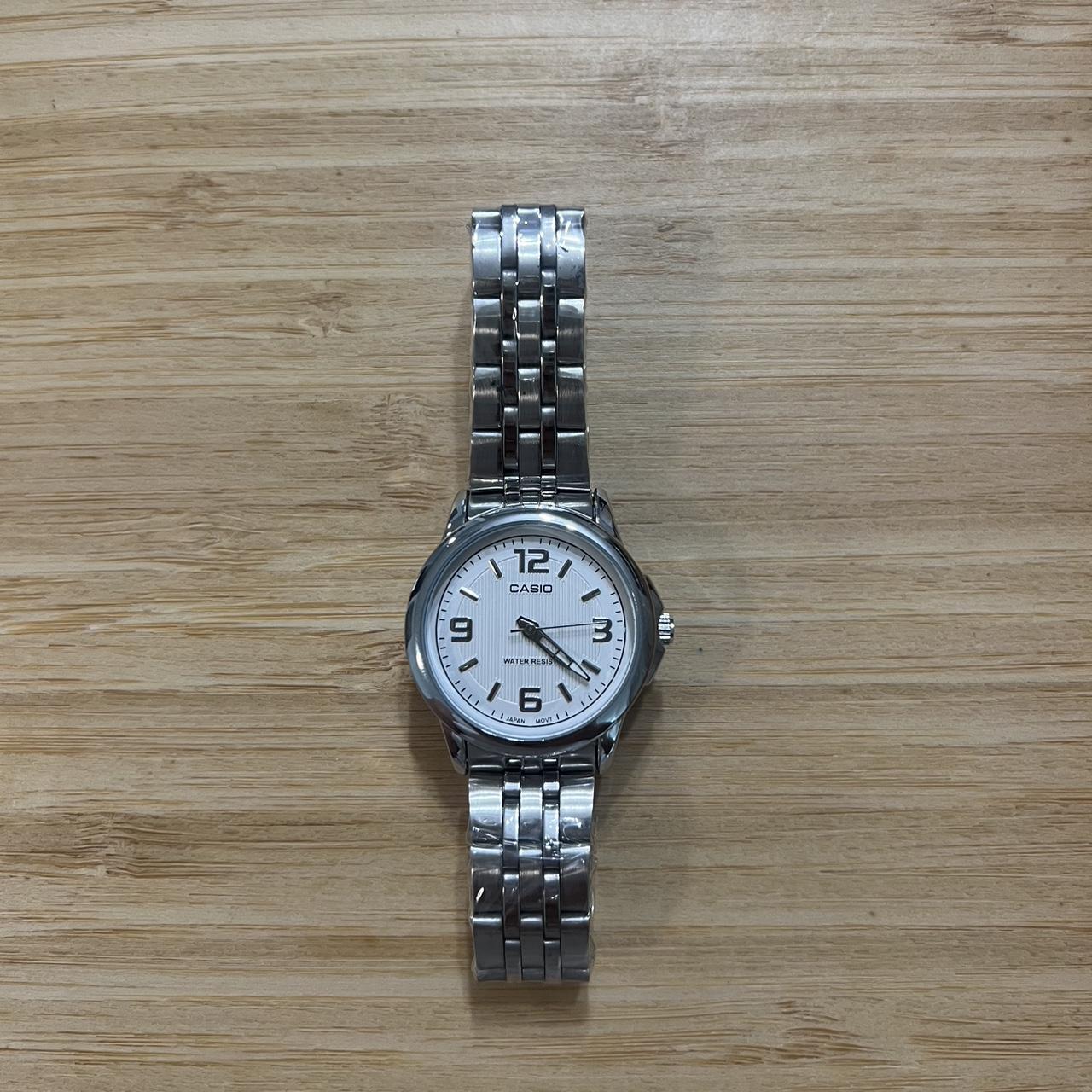 Casio silver analogue watch with water resistance | Depop