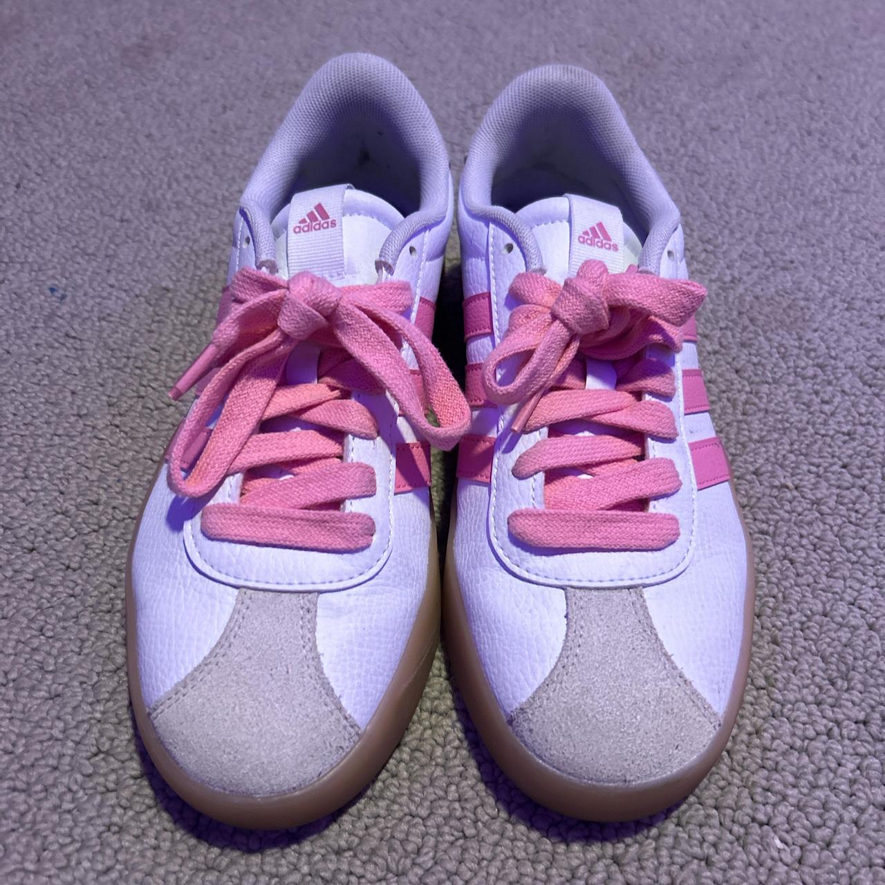 like new pink adidas sambas, i added the pink laces,... - Depop