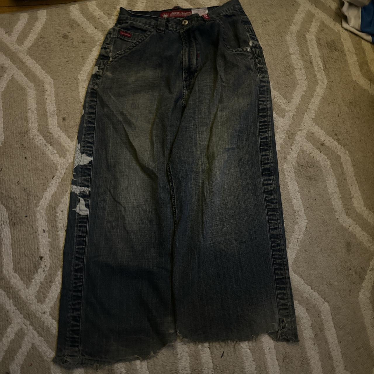 JNCO JEANS Giant dragon print with logo embroidery... - Depop