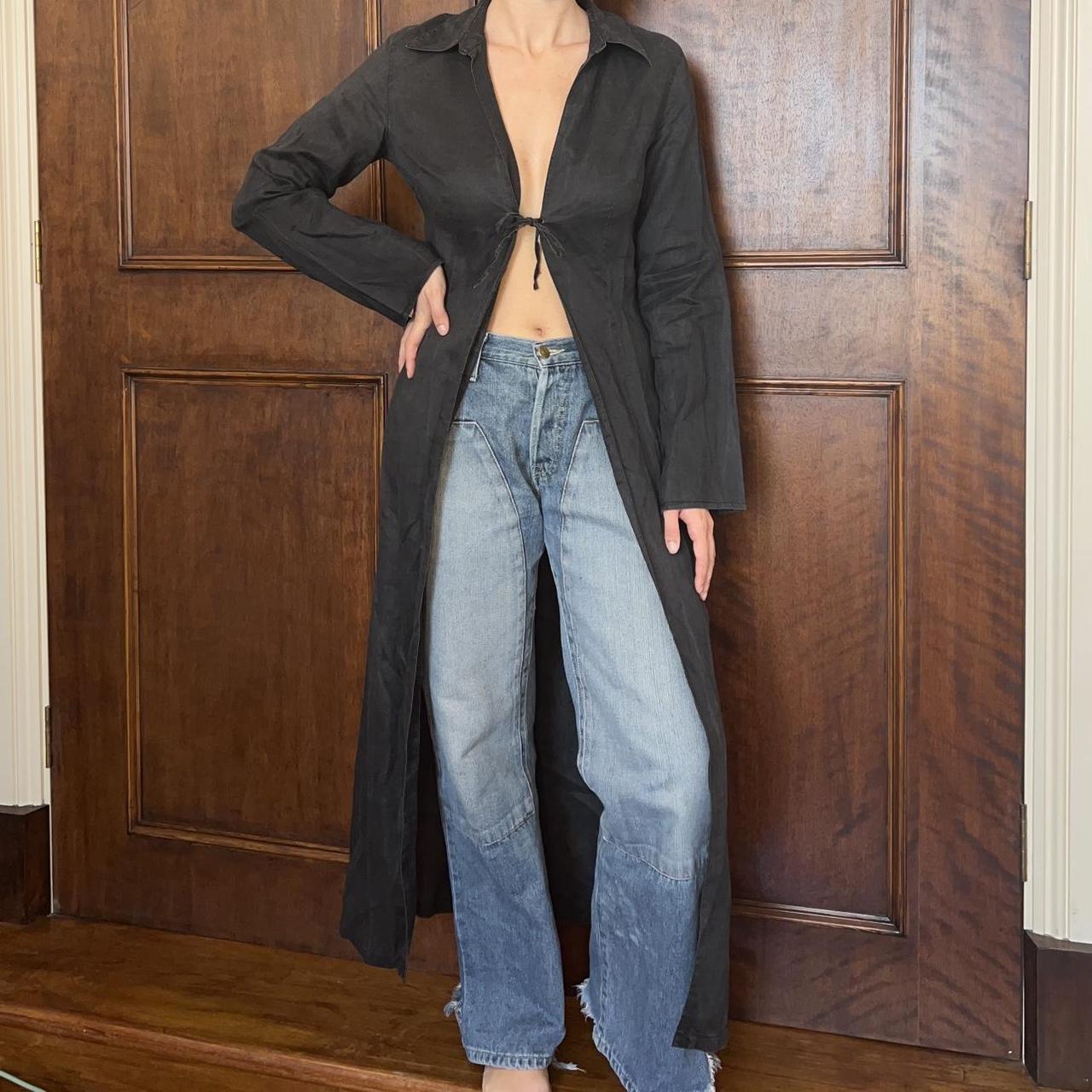 Groovy dark grey long top. Perfect for layering. - Depop