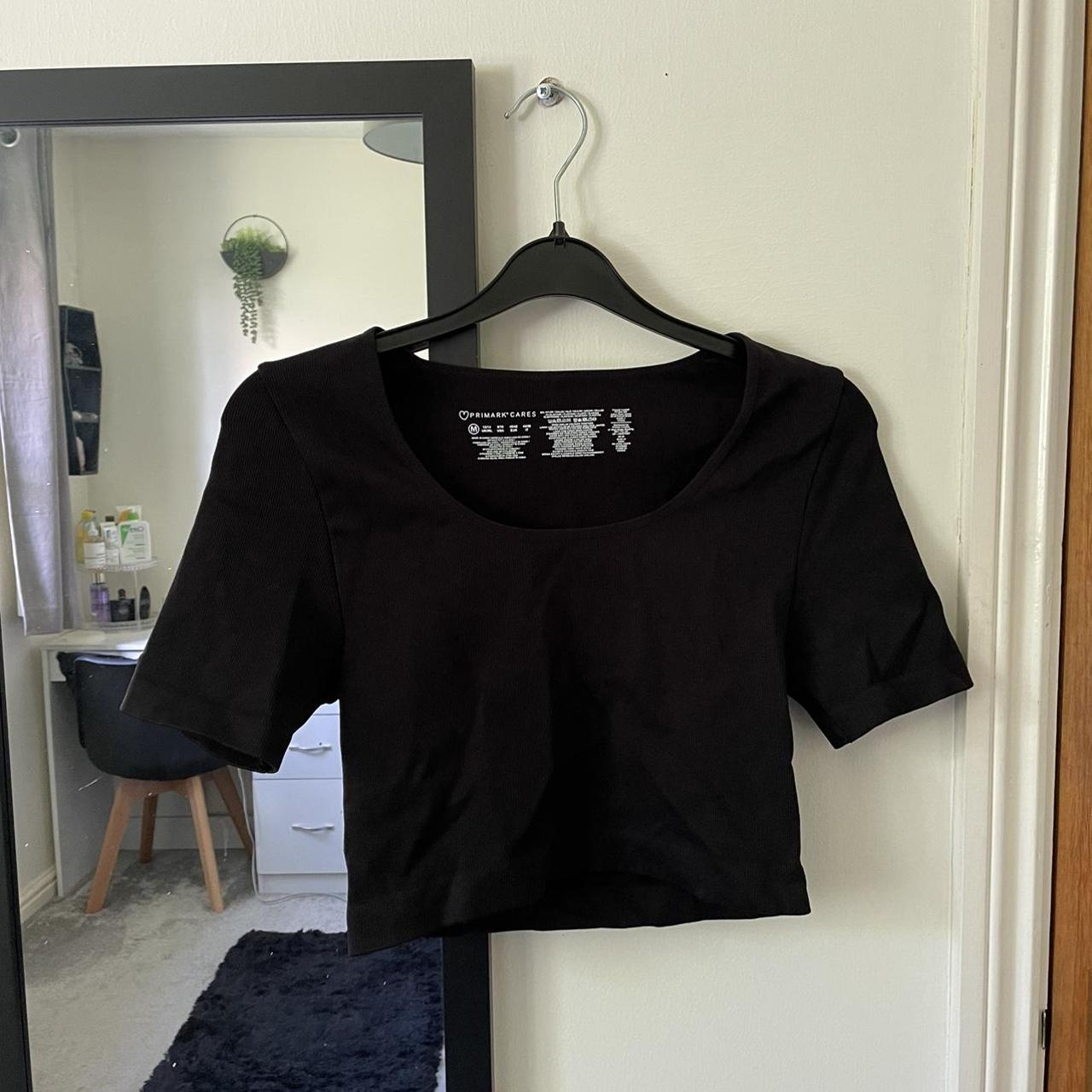 Primark plain ribbed crop short sleeve t-shirt in... - Depop