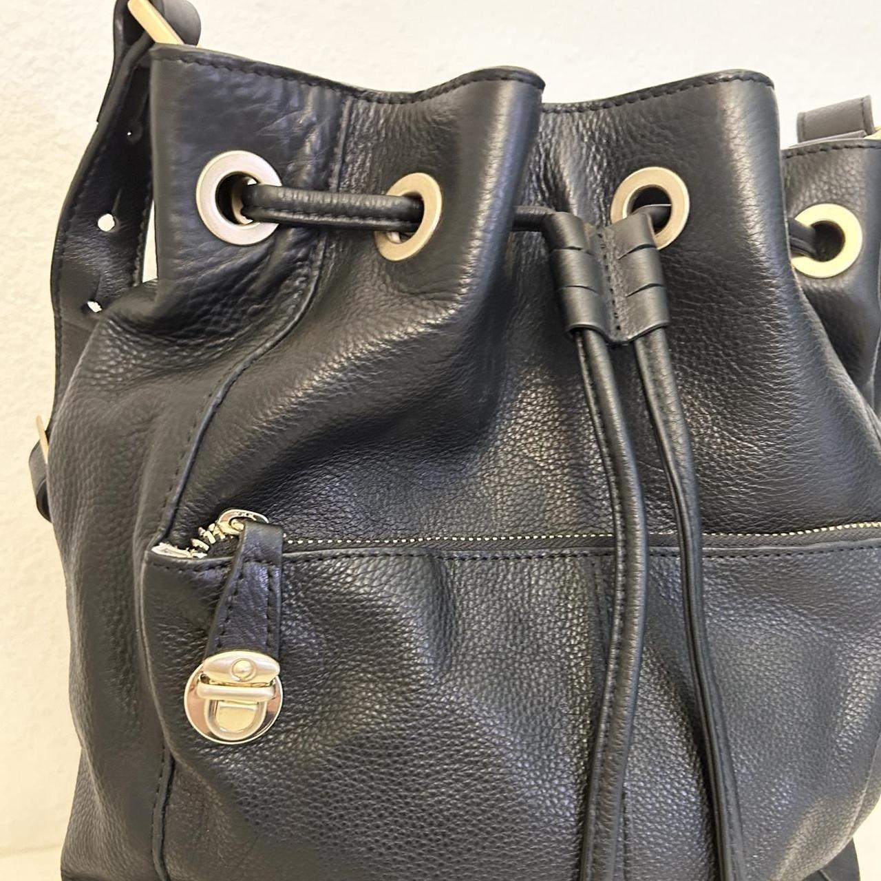 Black vintage leather bag with gold hardware.... - Depop