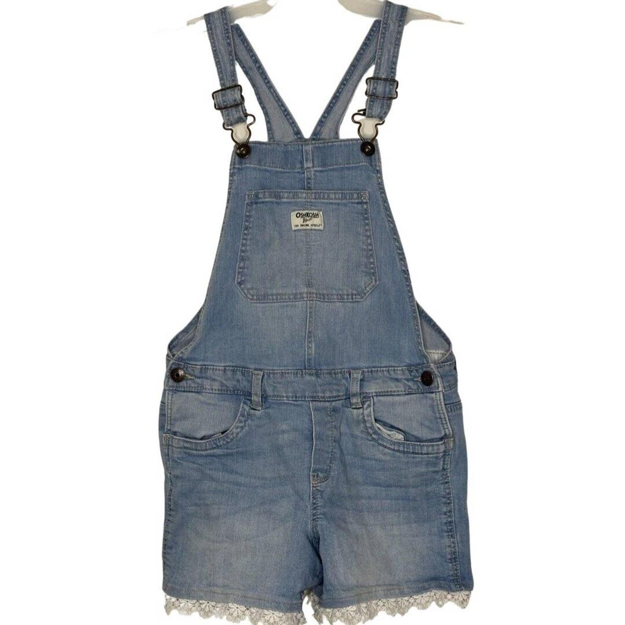 Girls Oshkosh Light Blue Denim Overalls With Lace... - Depop