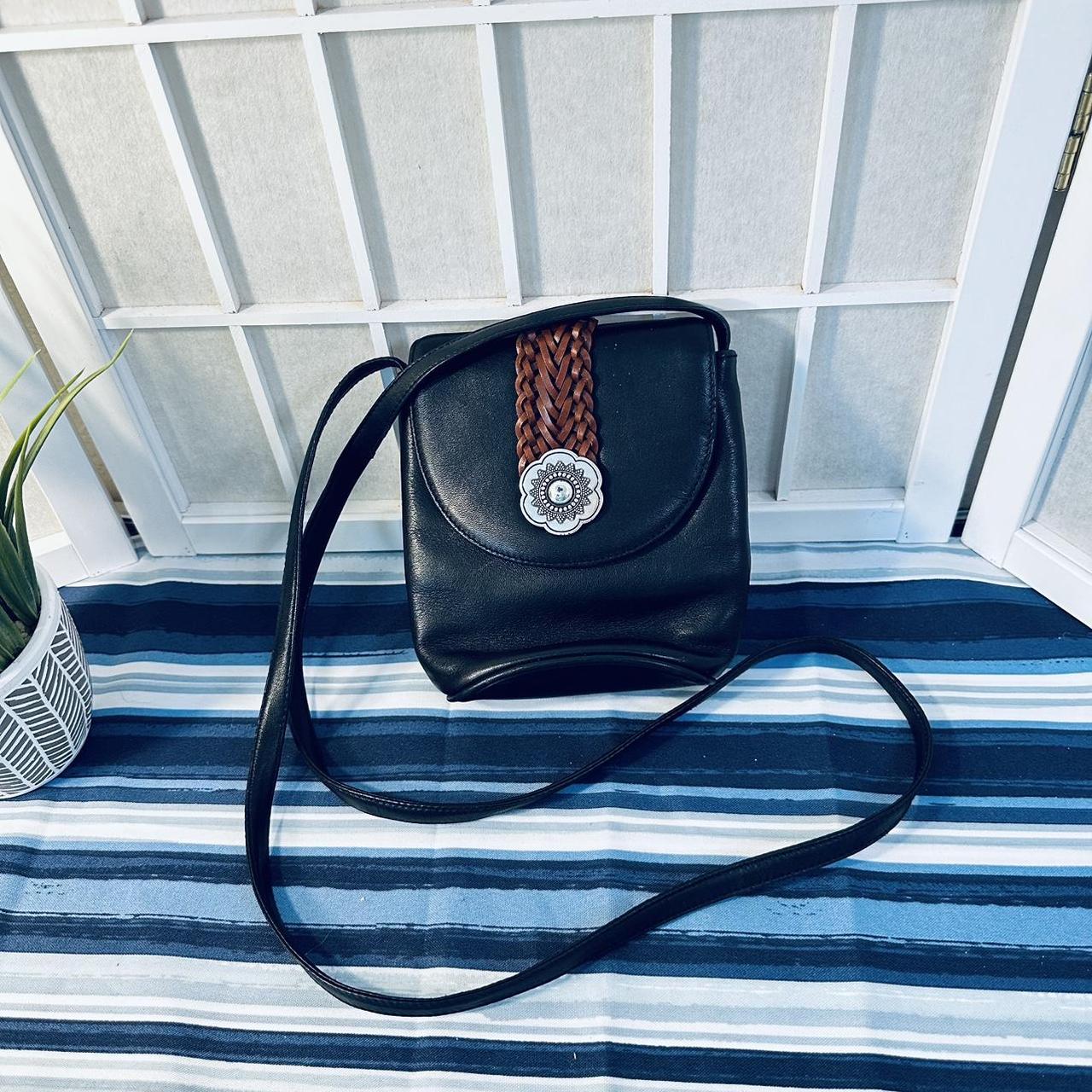 BRIGHTON ONE WORLD BLACK LEATHER CROSSBODY/SHOULDER... - Depop