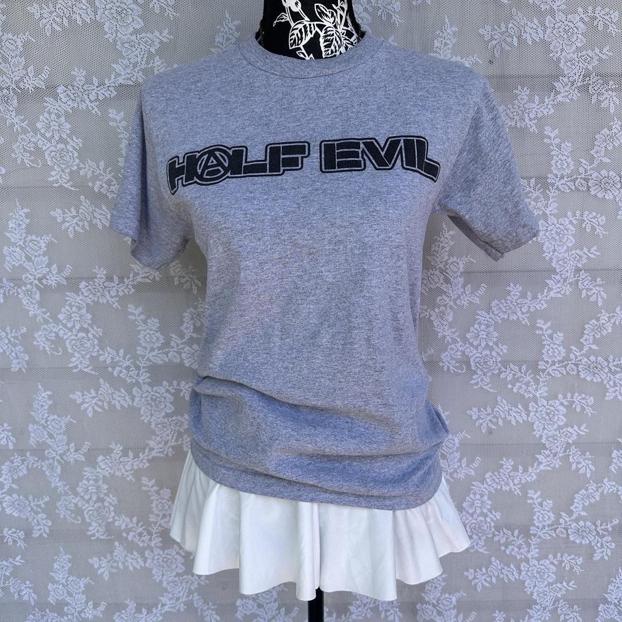 LIMITED EDITION GREY HALF EVIL LOGO T-SHIRT worn a... - Depop
