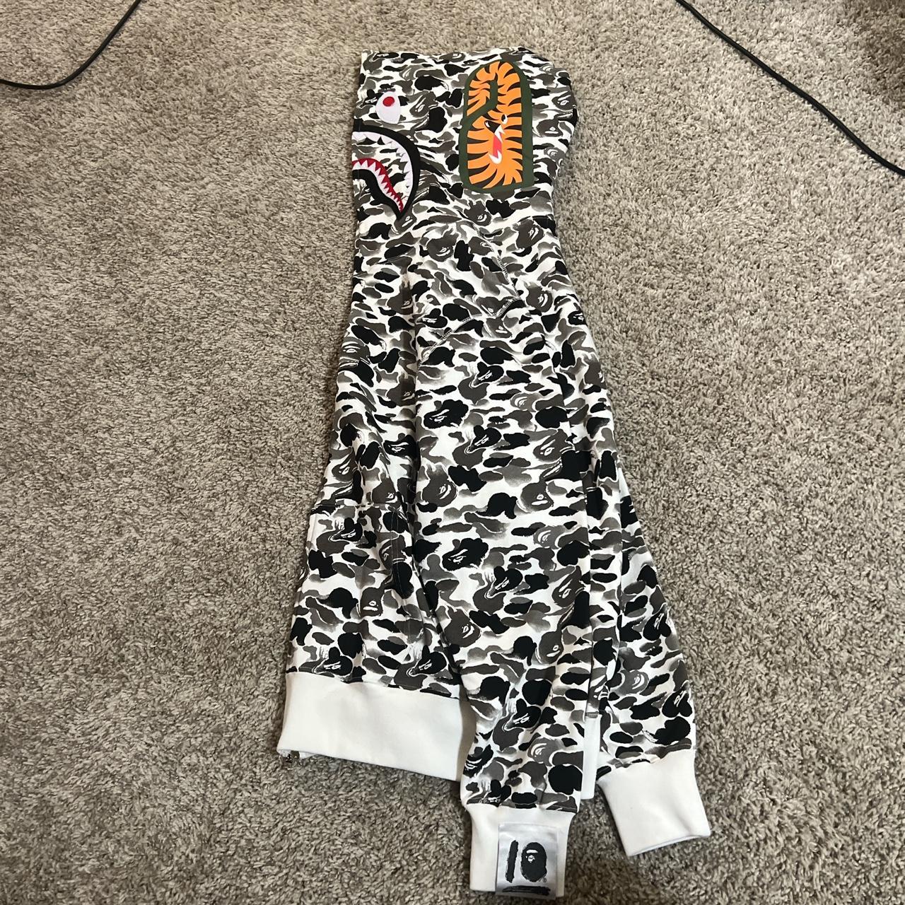 BLACK AND WHITE 10th ANNIVERSARY BAPE FULL SHARK ZIP... - Depop