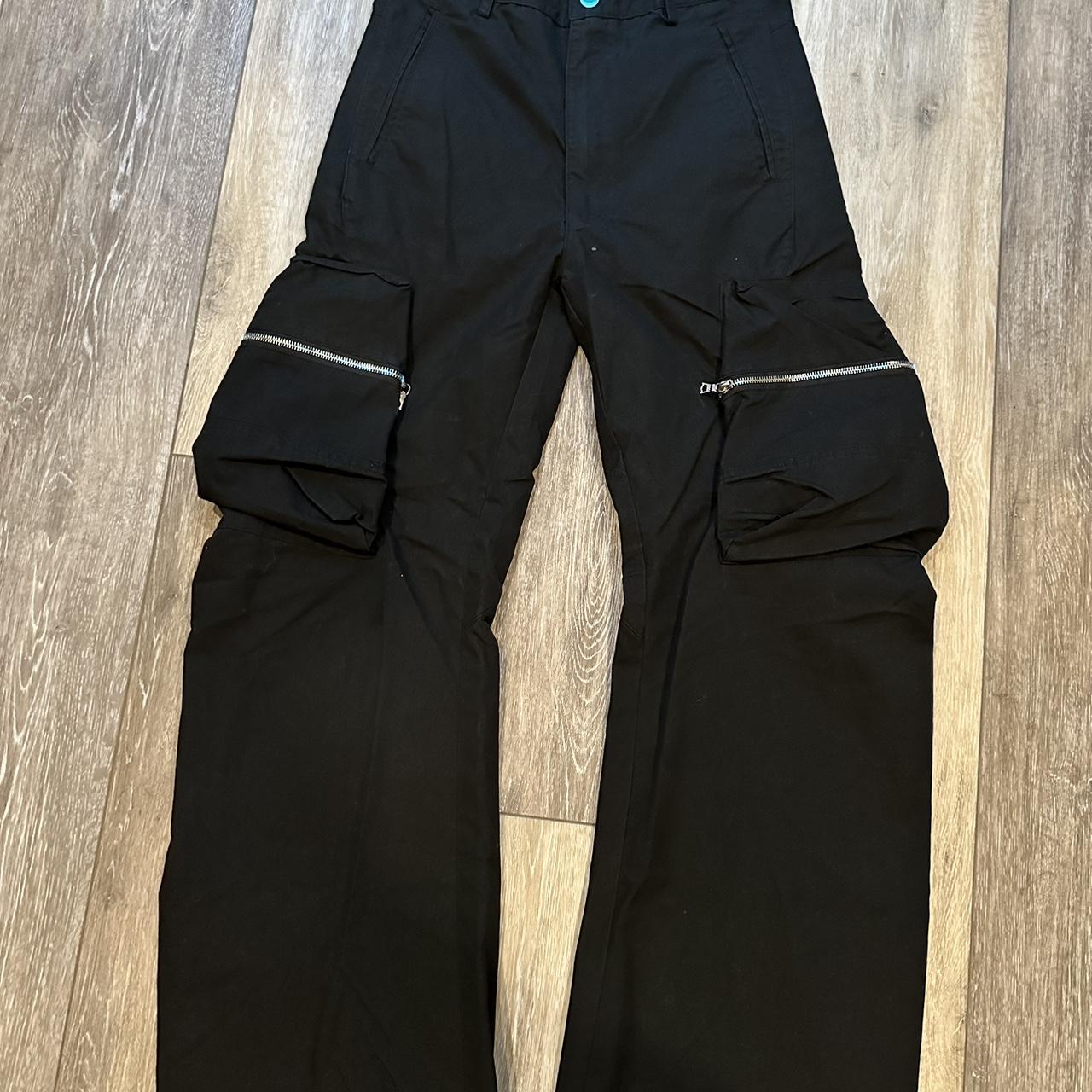 Cmmawear Articulated Black cargo trousers with zip... - Depop