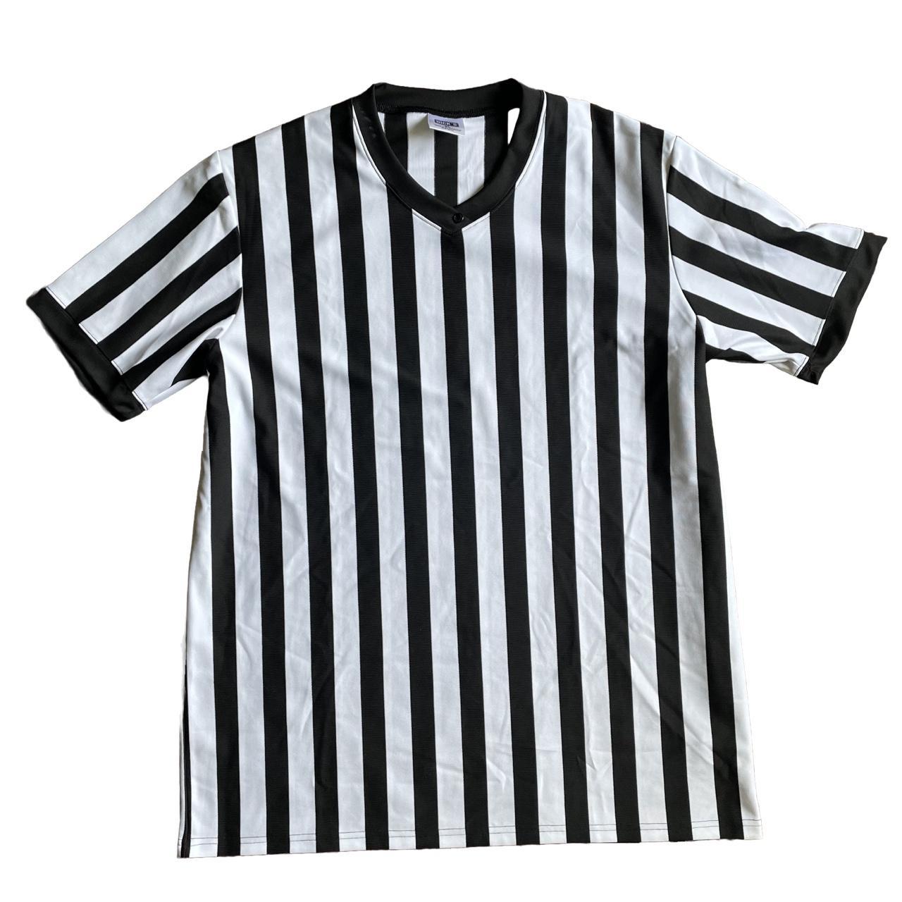 Activewear Athletic Referee Black White Stripe Shirt... - Depop