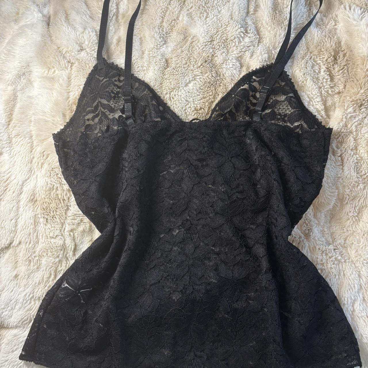 Black see through Emo 2000s Lace Cami Top Worn few... - Depop