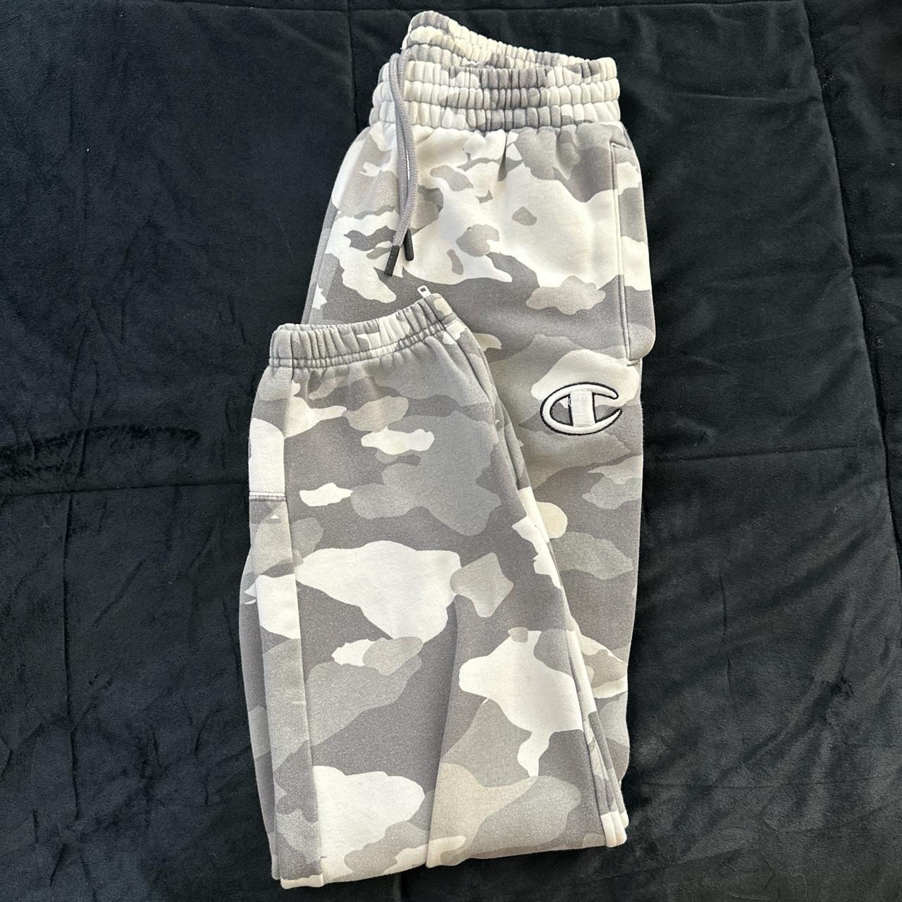 Champion Camo Sweatpants with embroidered logo,... - Depop