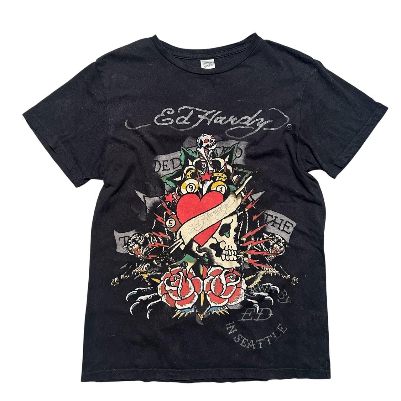 ed hardy tee size small in good condition... | Depop