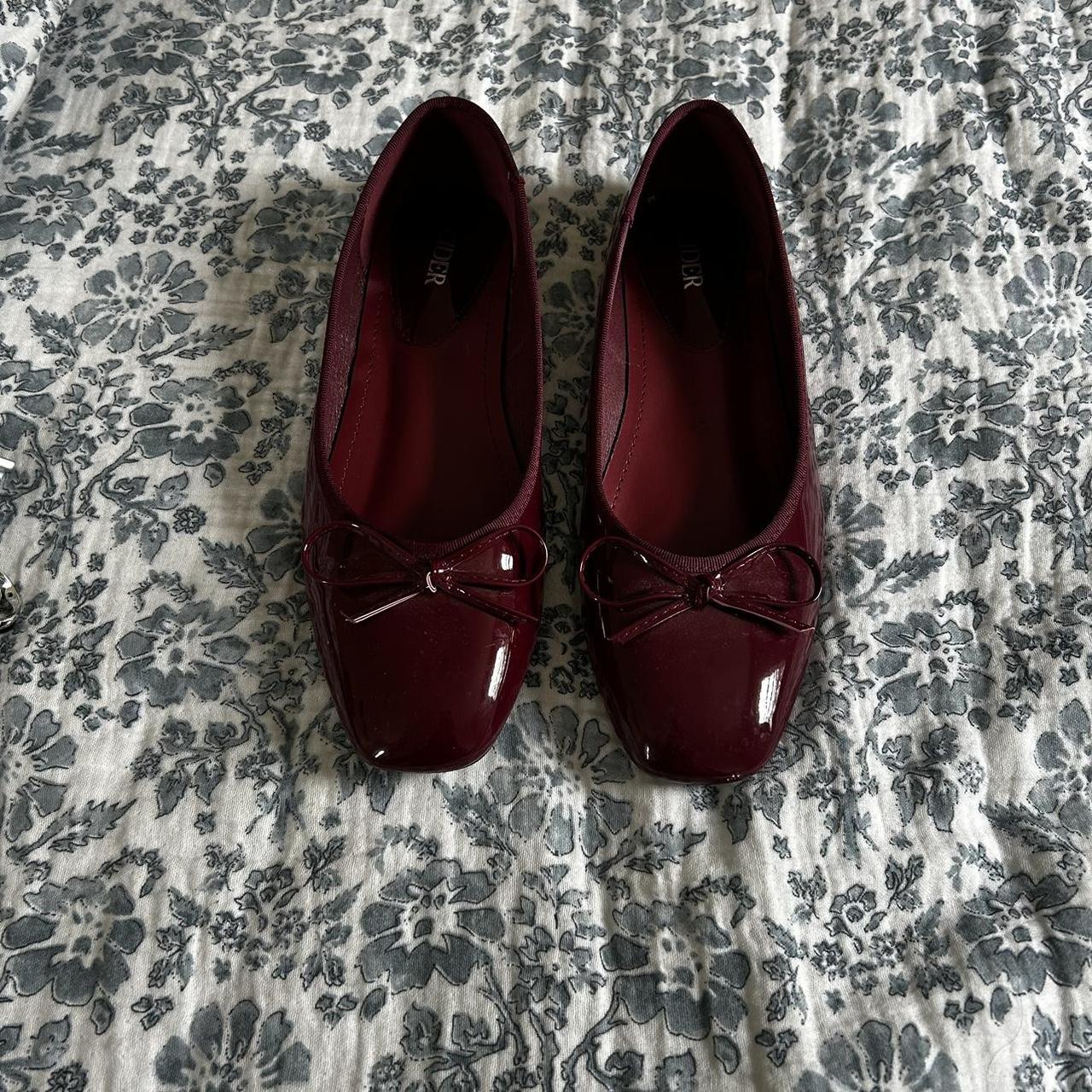Cherry red ballet flats square toe - Depop
