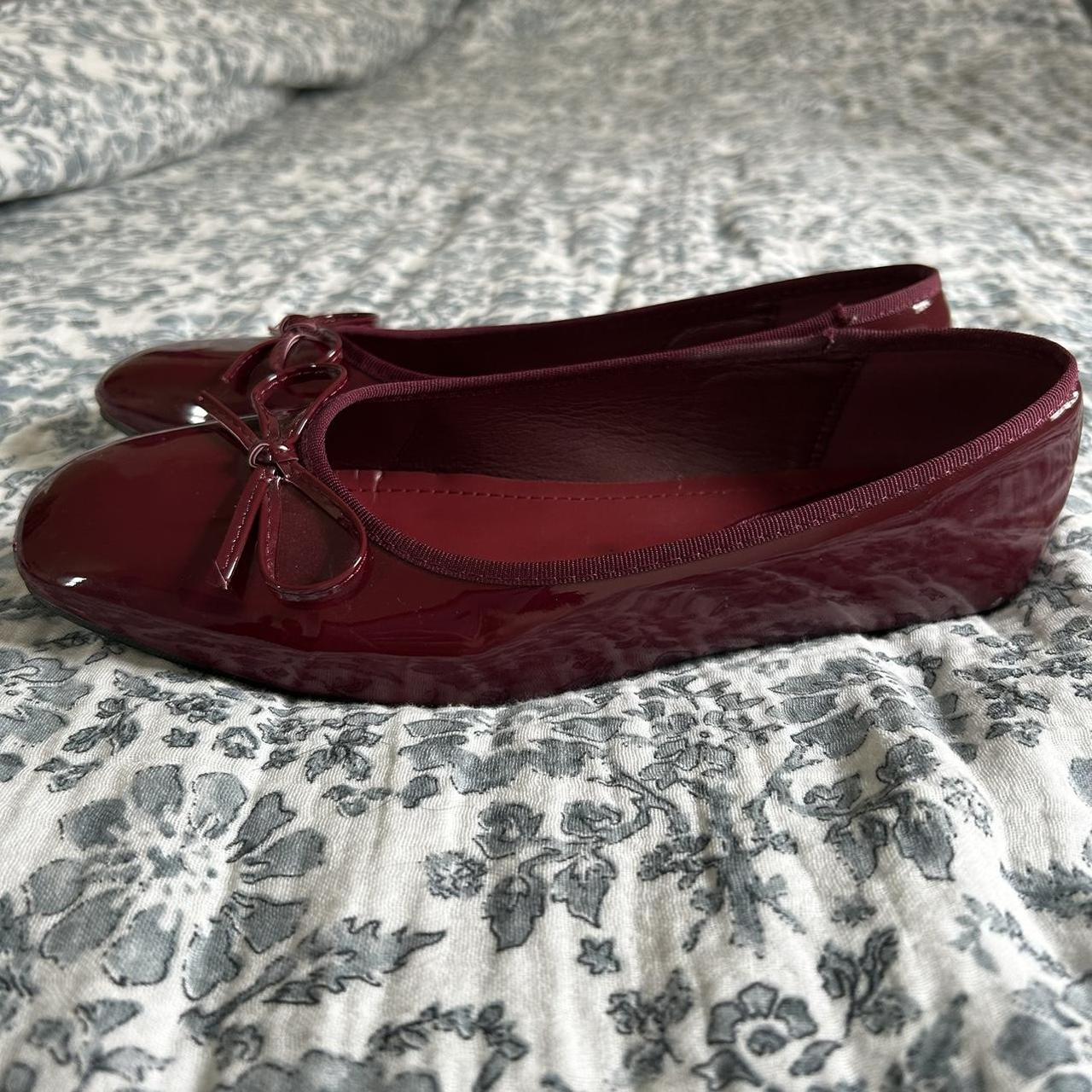 Cherry red ballet flats square toe - Depop